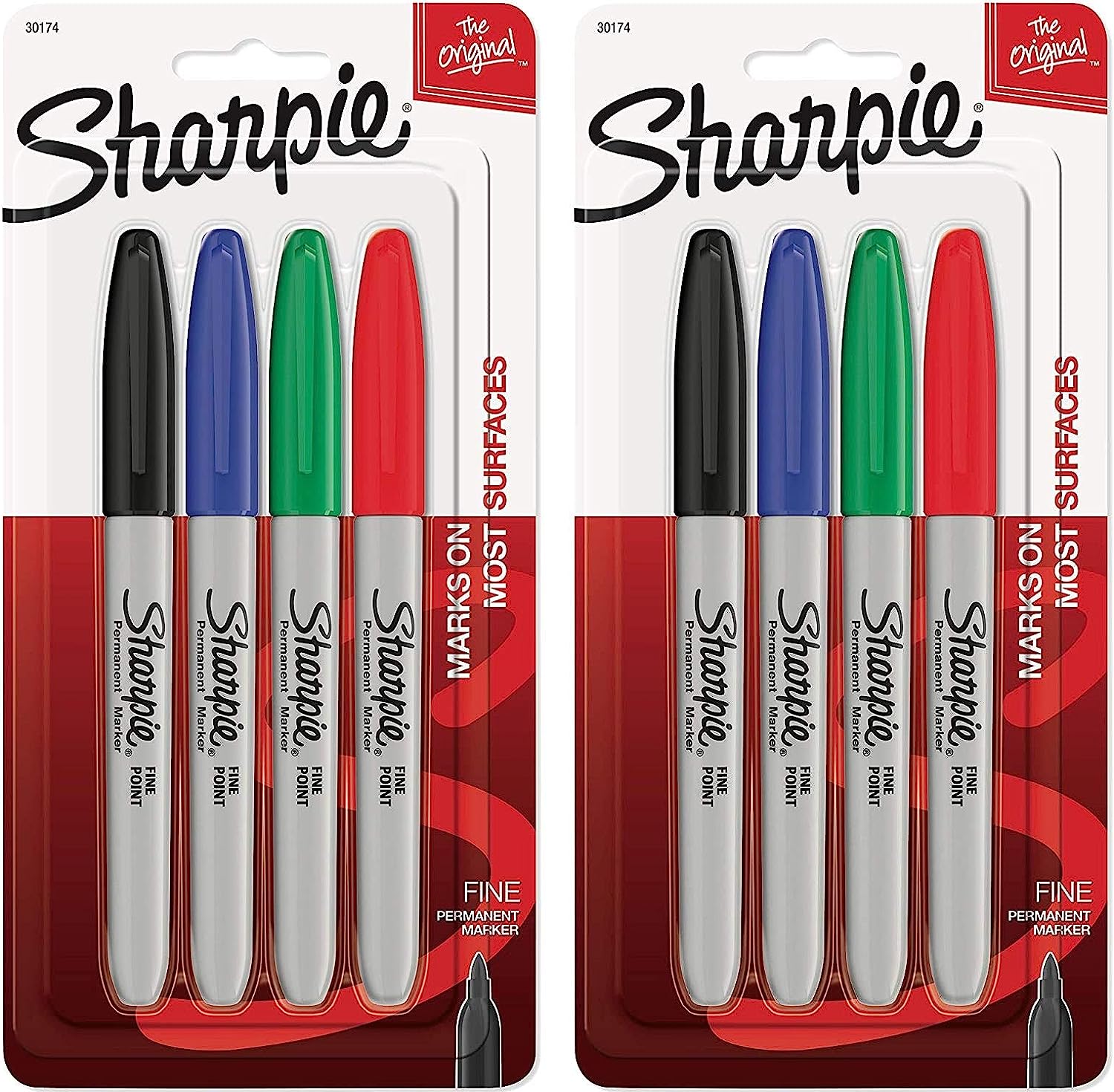 Sharpie 30174 Permanent Marker Set of 4 (Red, Blue, Green, Black) - 2 ...
