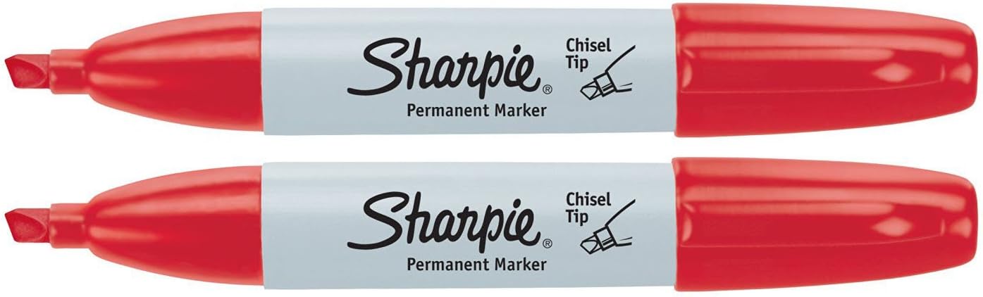 Sharpie Permanent Marker, Chisel Tip, Red, 2 Markers per order (38283 ...