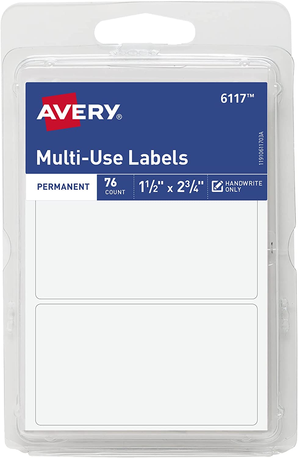 Avery All-Purpose Labels, 1.5 x 2.75 Inches, White, Pack of 76 (6117 ...
