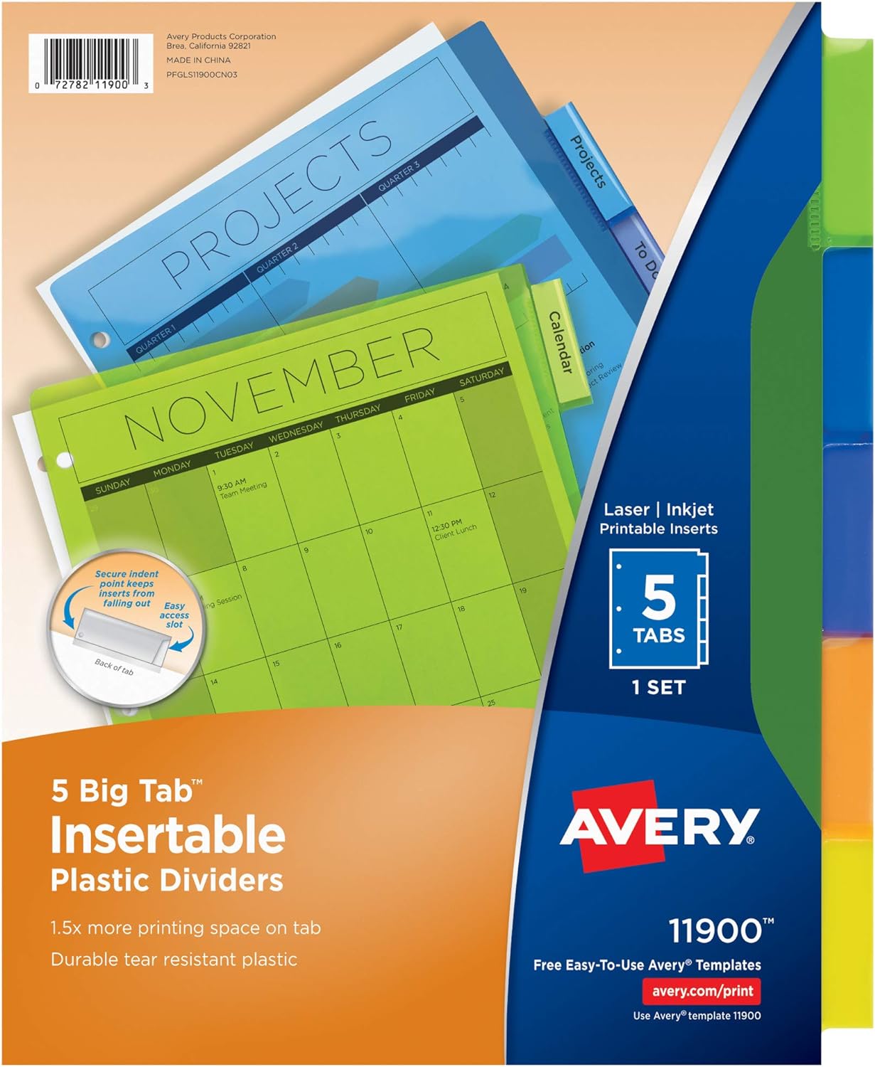 Avery Dividers for 3 Ring Binders, 5-Tab Binder Dividers, Plastic ...