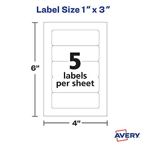 Avery Removable Print/Write Labels\ 1 x 3 Inches\ White\ Pack of 250 ...