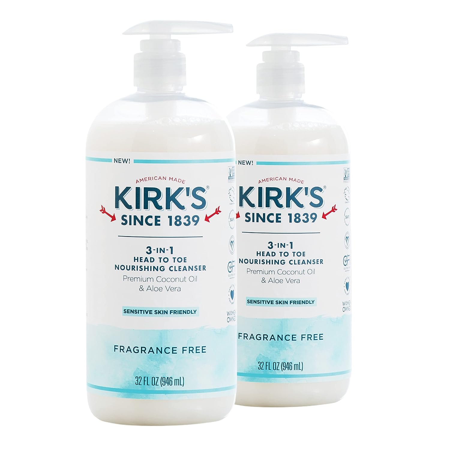 Kirk's 3-in-1 Castile Liquid Soap Fragrance Free Soap for Wholesale