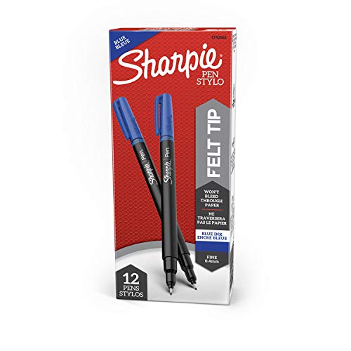Sharpie Felt Tip Pens Fine Point Blue 12-Count - Coralport
