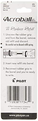 PILOT Acroball PureWhite Advanced Ink Refill For Retractable Pens Fine ...