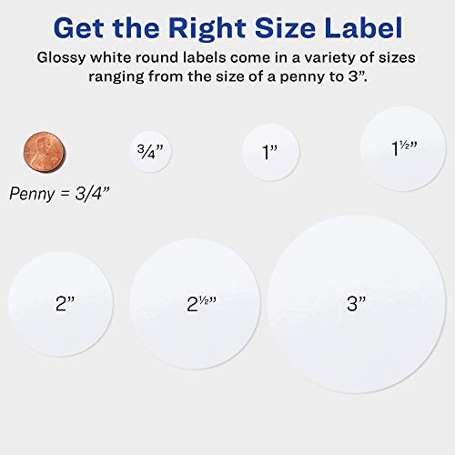 '''Avery Printable Round Labels with Sure Feed 2'''' Diameter Glossy ...