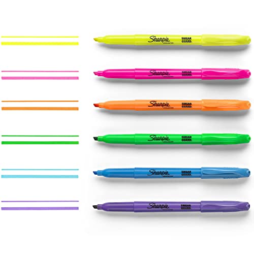 Sharpie Pocket Style Highlighters, Chisel Tip, Assorted Fluorescent, 12 ...