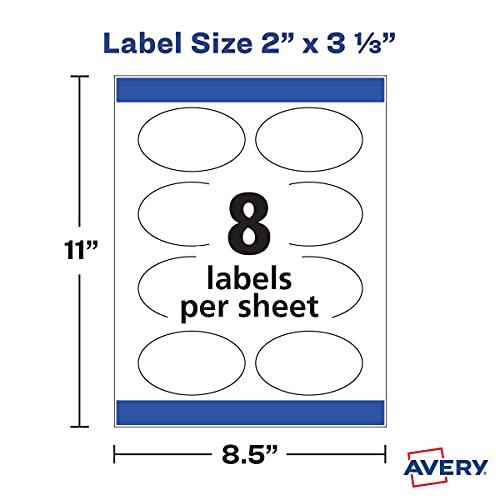 '''Avery Printable Blank Oval Labels 2'''' x 3-1/3'''' Textured Matte ...