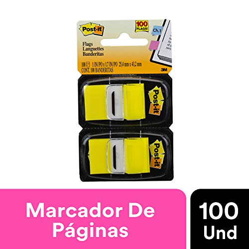 Post-it Standard Tape Flags in Dispenser\ Yellow\ 100 Flags - Coralport