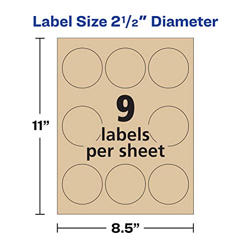 '''Avery Printable Round Labels 2.5'''' Diameter Kraft Brown 1125 ...