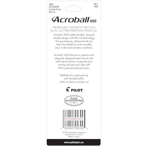 PILOT Acroball 1000 Ultra-Premium Refillable & Retractable Ball Point ...