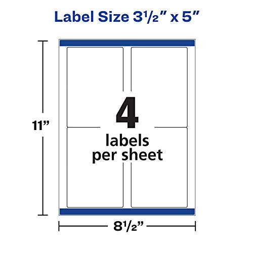 Avery Printable TrueBlock Shipping Labels 3.5'''' x 5'''' Sure Feed ...