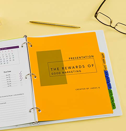 Avery Plastic Jan-Dec Tab Binder Dividers Pre-Printed Multicolor Tabs ...