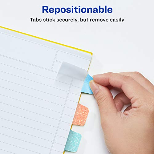 Avery Mini Ultra Tabs, 1" x 1.5", Pastel Sparkle Shimmer Designs, 32 ...