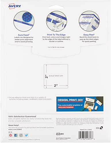'''Avery Printable Blank Square Labels\ 2'''' x 2''''\ Glossy Crystal ...