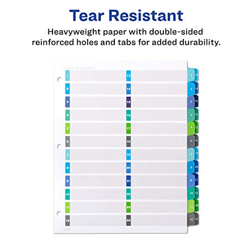 Avery Double Column 24 Tab Dividers for 3 Ring Binders\ Customizable ...