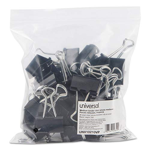 Universal Medium Binder Clips Steel Wire 5/8" Cap 1-1/4" Wide Black ...