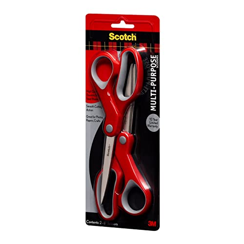 Scotch 8" Multi-Purpose Scissors 2-Pack Great for Everyday Use (1428-2 ...