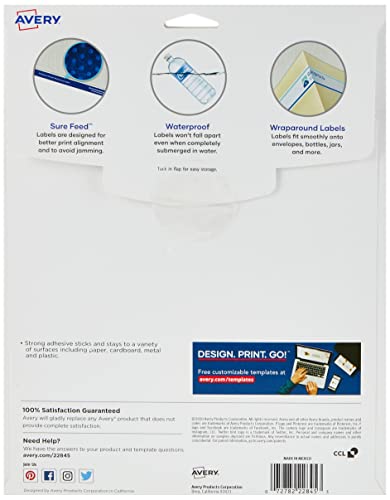 '''Avery Printable Blank Wraparound Rectangle Labels\ 1.25'''' x 9.75 ...