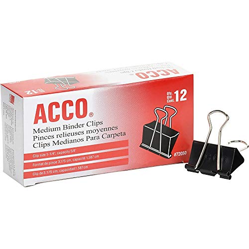 ACCO Products - ACCO - Medium Binder Clips\ Steel Wire\ 5/8 Cap.\ 1-1 ...