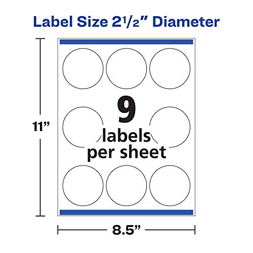 '''Avery Round Labels for Laser & Inkjet Printers\ 2.5''''\ 90 Glossy ...