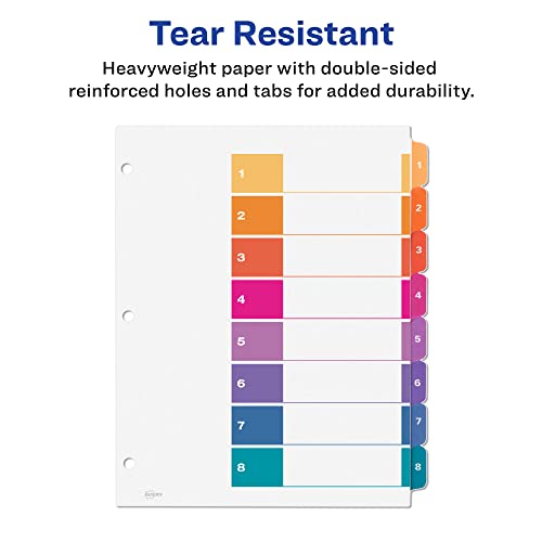 Avery 8 Tab Dividers for 3 Ring Binders\ Customizable Table of Contents ...