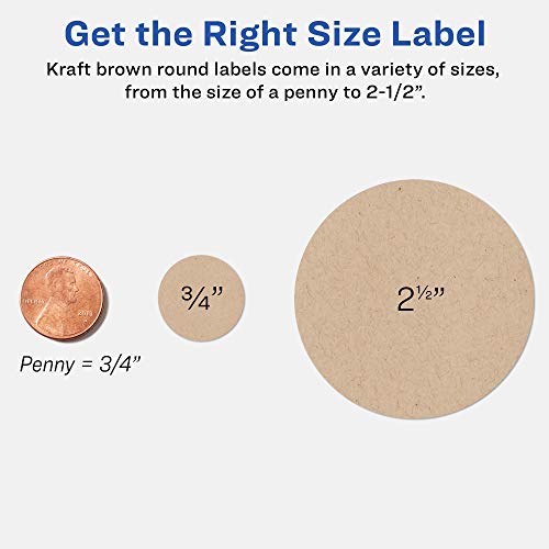 '''Avery Printable Round Labels\ 2.5'''' Diameter\ Kraft Brown\ 90 ...