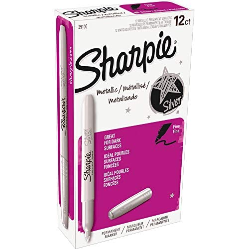 Sharpie Metallic Permanent Markers Fine Point Silver 12 Count - Coralport