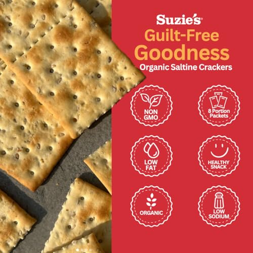Suzie's Organic Saltines Crackers|Salted w/Extra Virgin Olive Oil|Low ...