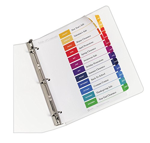 Avery Jan-Dec Tab Dividers for 3 Ring Binders\ Customizable Table of ...