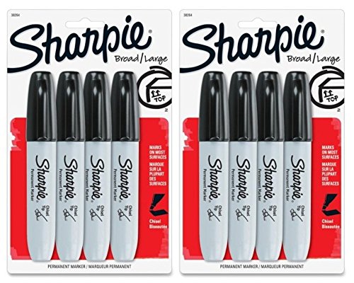 Sharpie Permanent Markers Chisel Tip Black 8 Count - Coralport