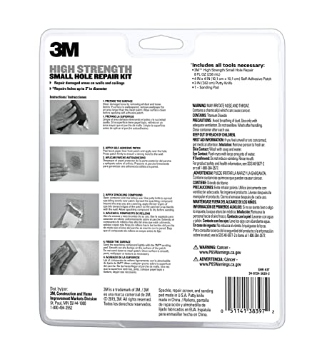3M High Strength Small Hole Repair Kit with 8 fl. oz Spackling Compound ...