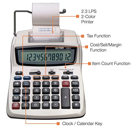 Victor Printing Calculator 1208-2 Compact and Reliable Adding Machine ...