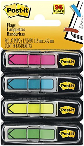 Post-it Arrow Flags Assorted Bright Colors 1/2-Inch Wide 24/Dispenser 4 ...
