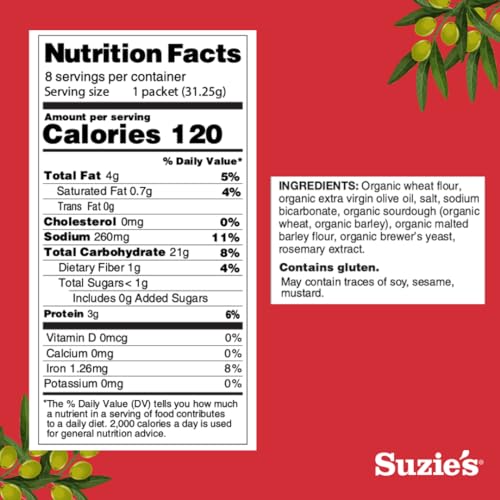 Suzie's Organic Saltines Crackers|Salted w/Extra Virgin Olive Oil|Low ...