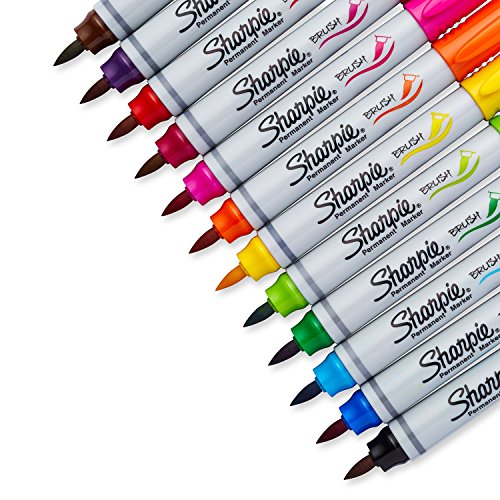 Sharpie Permanent Markers\ Brush Tip\ Assorted\ 12 Pack - Coralport