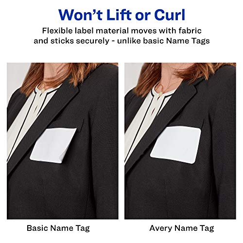 '''Avery Flexible Name Tag Stickers White Rectangle Labels 160 ...