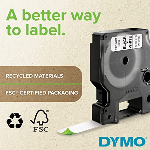 'DYMO Authentic Standard D1 Labeling Tape for LabelManager Label Makers\ Black Print on White ...