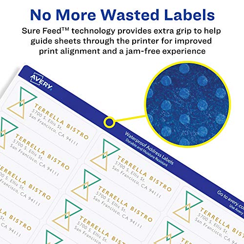 '''Avery Waterproof Shipping Labels with Sure Feed & TrueBlock 2'''' x ...