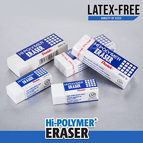 Pentel Hi-Polymer Block Eraser, Small, Box of 48 Erasers (ZEH-05),White ...