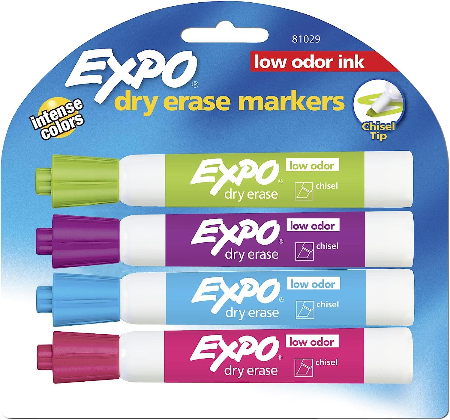 EXPO Low-Odor Dry Erase Markers, Chisel Tip, Fashion Colors, 4-Count ...