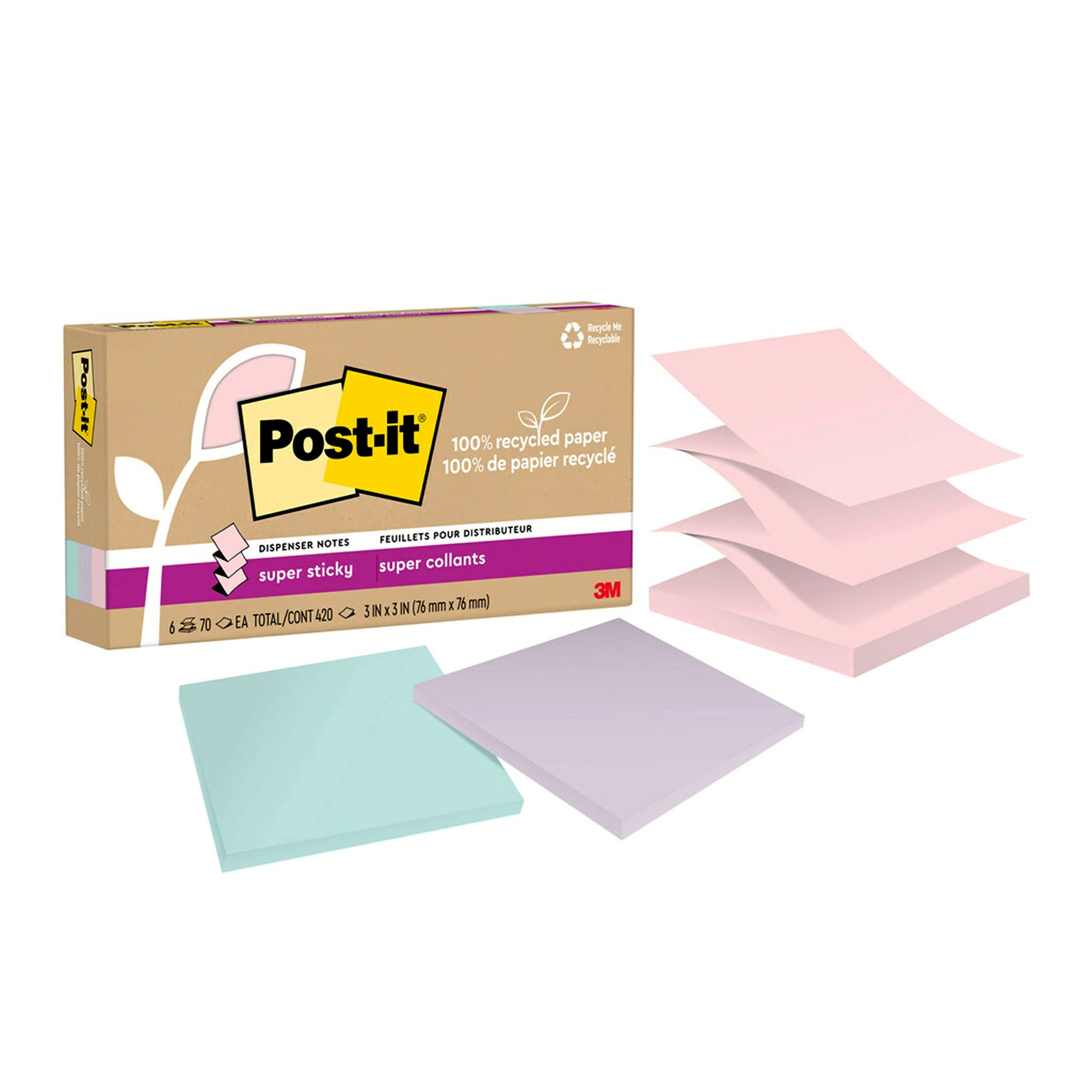 Post-it 100% Recycled Paper Super Sticky Pop-up Notes, 2X the Sticking ... Post-it 100% Recycled Paper Super Sticky Pop-up Notes, 2X the Sticking ...
