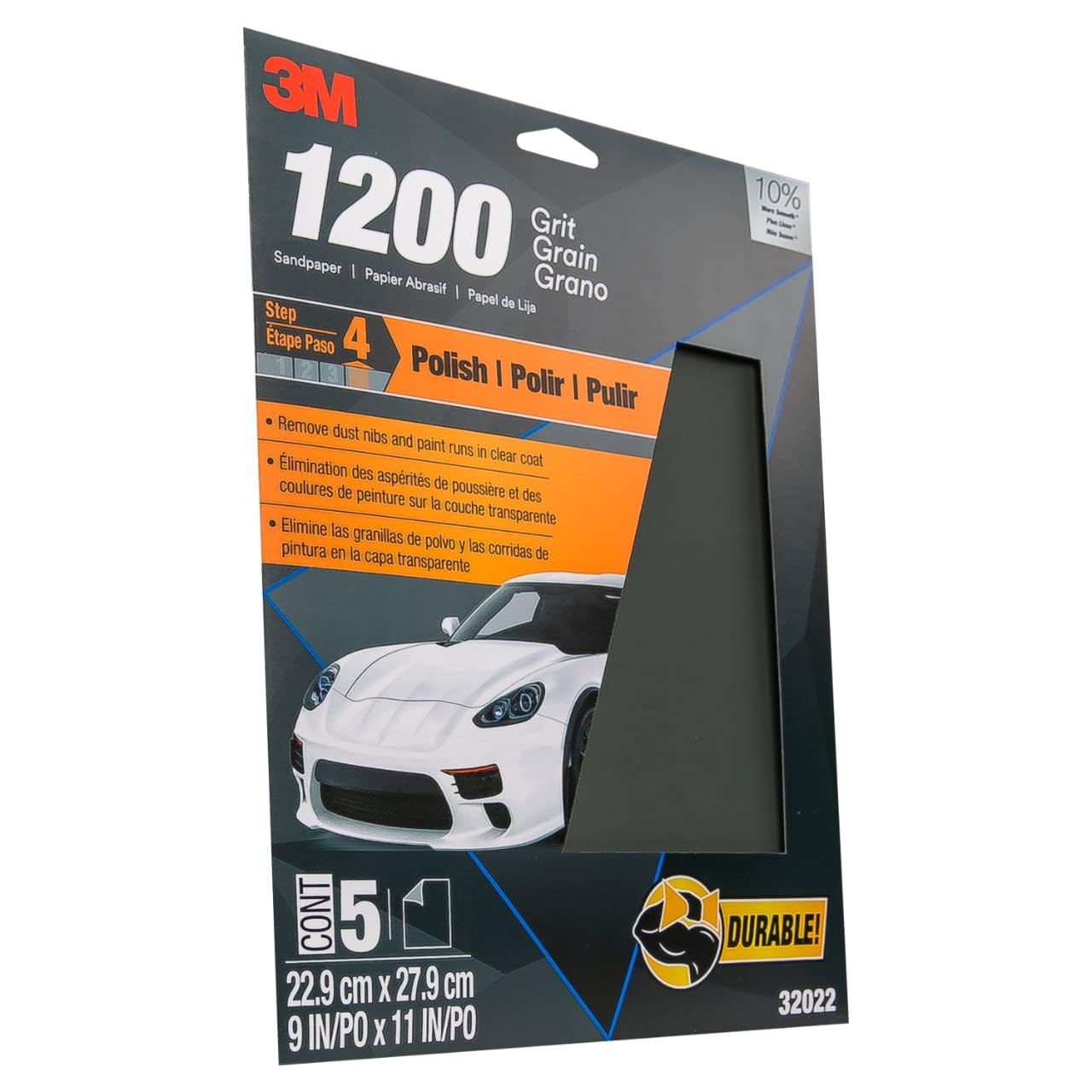 3M Wetordry™ Sandpaper, 1200 Grit, 9 in x 11 in, 5 Sheets, Use for Wet ...