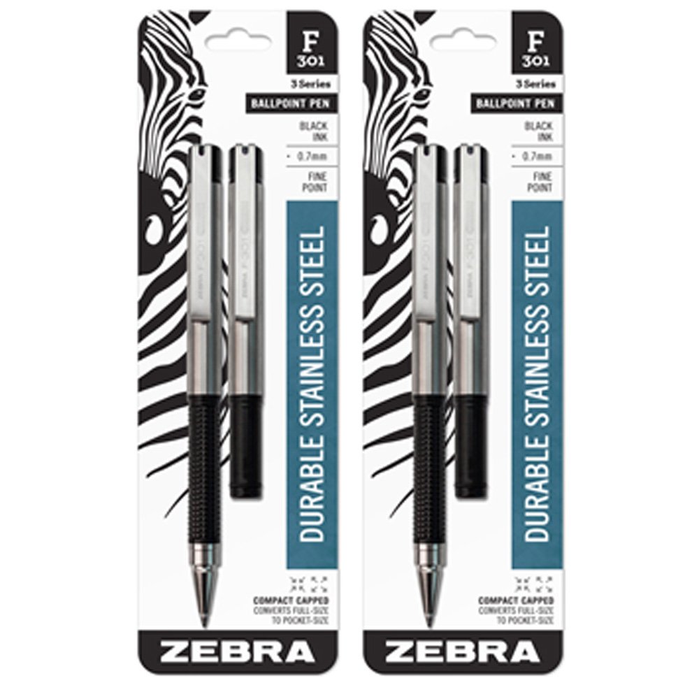 4 Zebra F-301 Compact Ballpoint Pens (2 Packs of 2), Black for Wholesale
