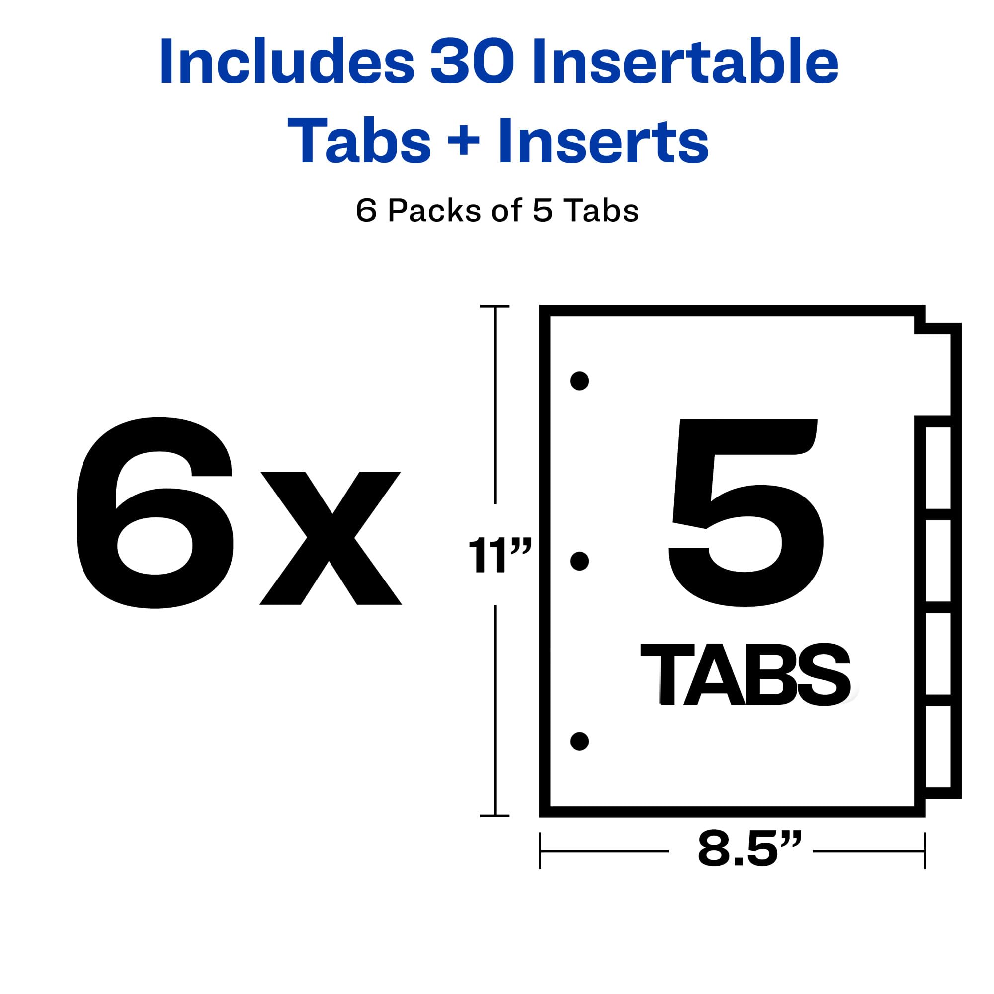 Avery 5-Tab Binder Dividers, Insertable Multicolor Big Tabs, 6 Sets ...