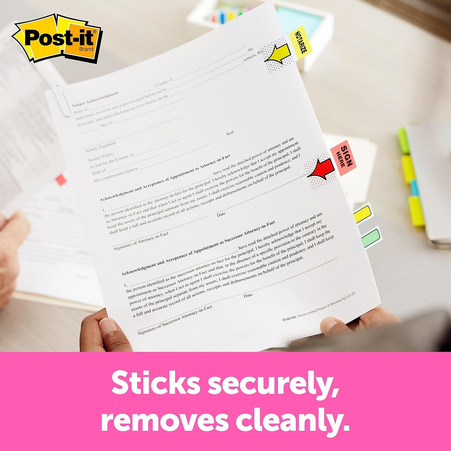 Post-it "Notarize" Flags, 50/Dispenser, 2 Dispensers/Pack, 1 in Wide ...
