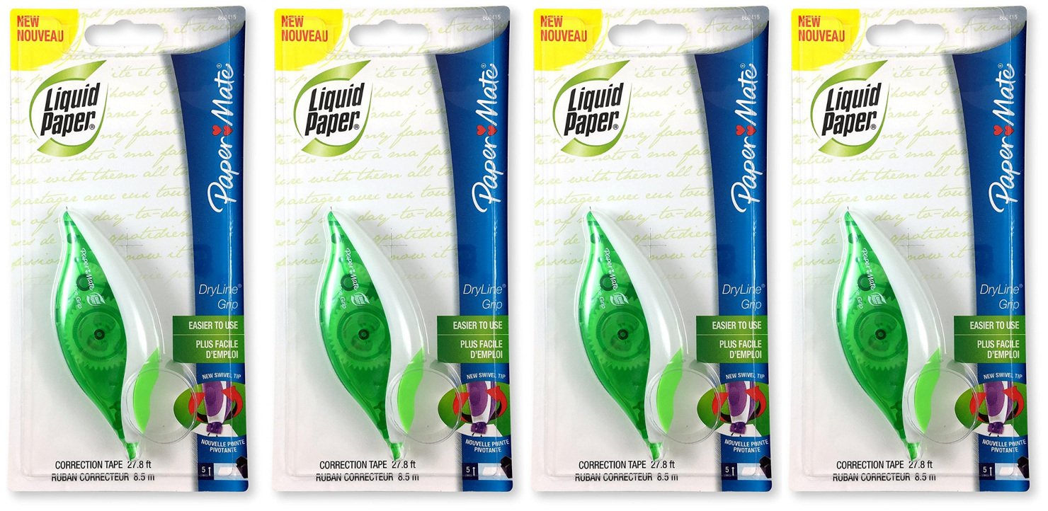 Paper Mate 660415 Liquid Paper DryLine Grip Correction Tape Dispenser ...