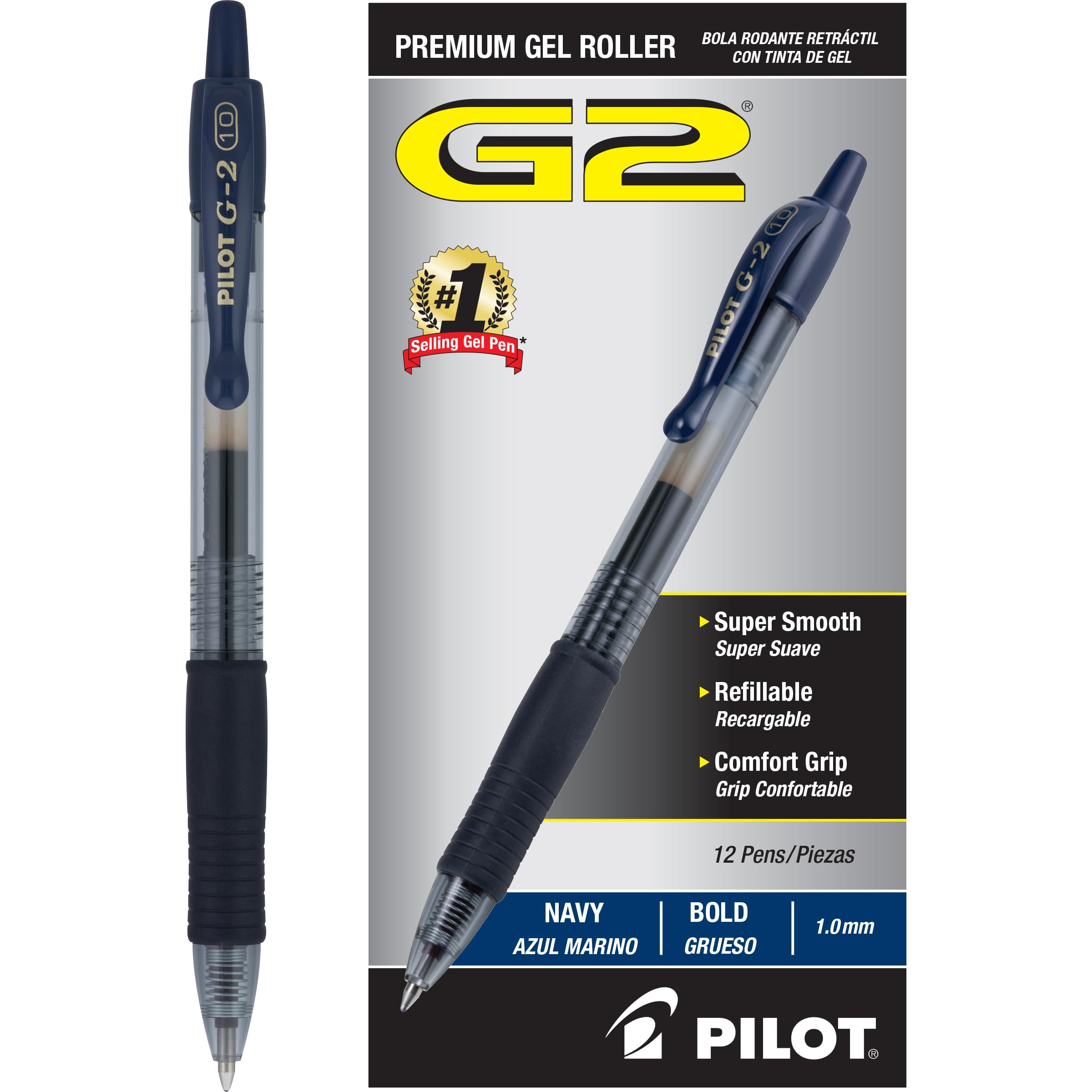 Pilot, G2 Premium Gel Roller Pens, Bold Point 1 MM, Pack of 12, Navy ...