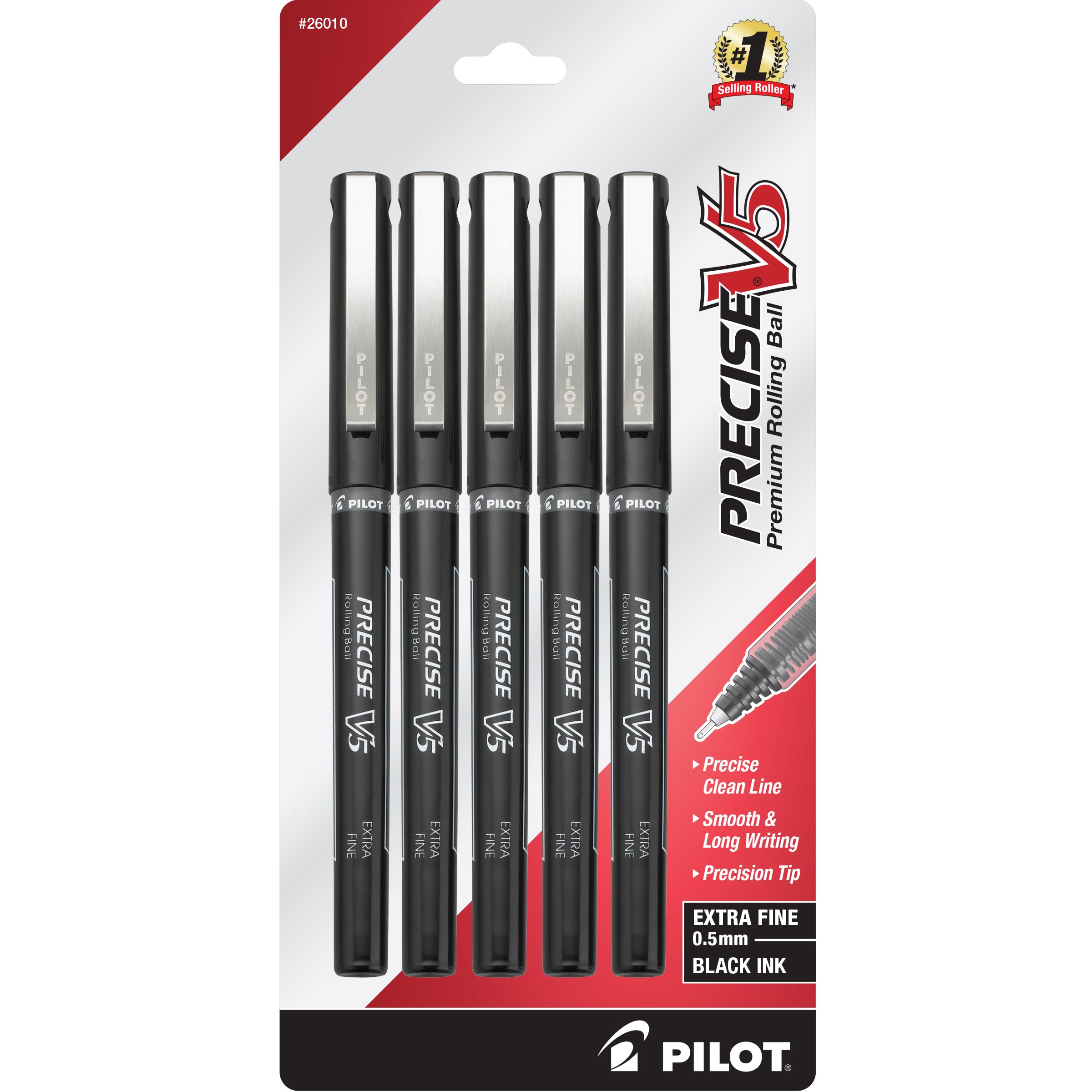 Pilot Precise V5 Rollerball Pens, Extra Fine Point 0.5 mm Black Pens ...