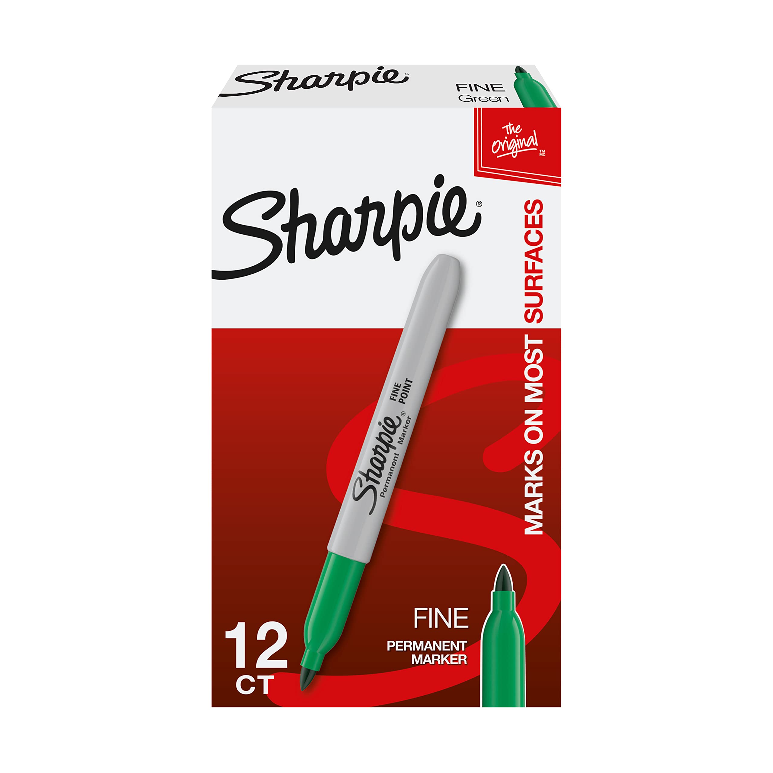 SHARPIE Permanent Markers, Fine Point, Green, 12 Count for Wholesale