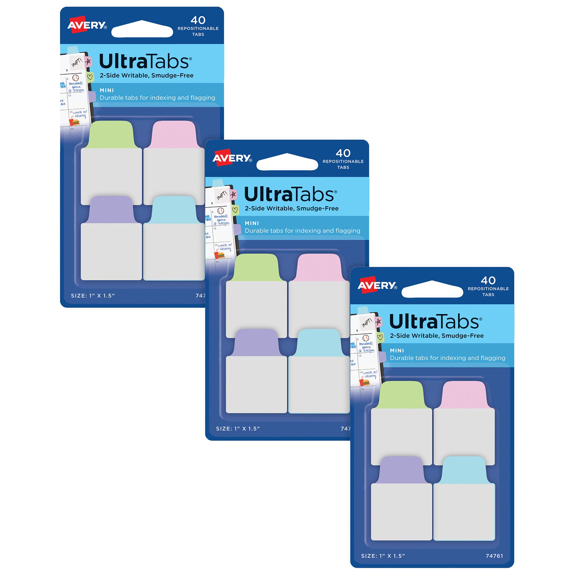 Avery Ultra Tabs, Mini Tabs, 1" x 1.5", 2-Side Writable, Assorted ...